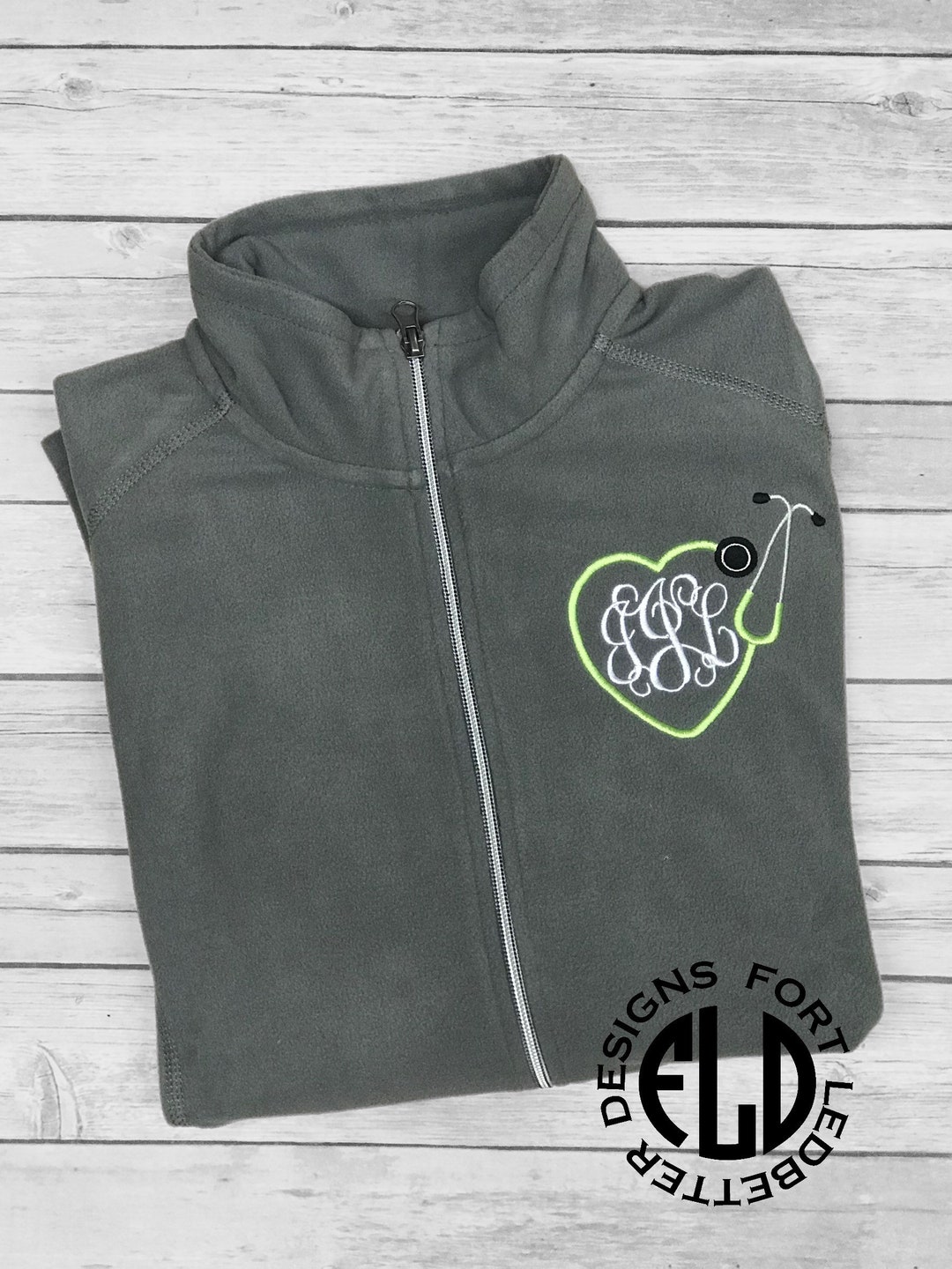 Monogrammed Stethoscope Fleece Jacket, Personalized RN Fleece Jacket ...