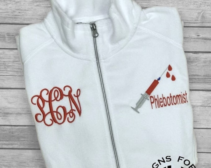 Personalized Phlebotomist Fleece Jacket, Lab Tech, Phlebotomy ...