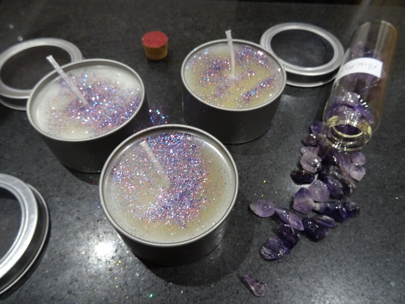 Amethyst Crystal Infused Scented Candle Meditation Etsy Uk