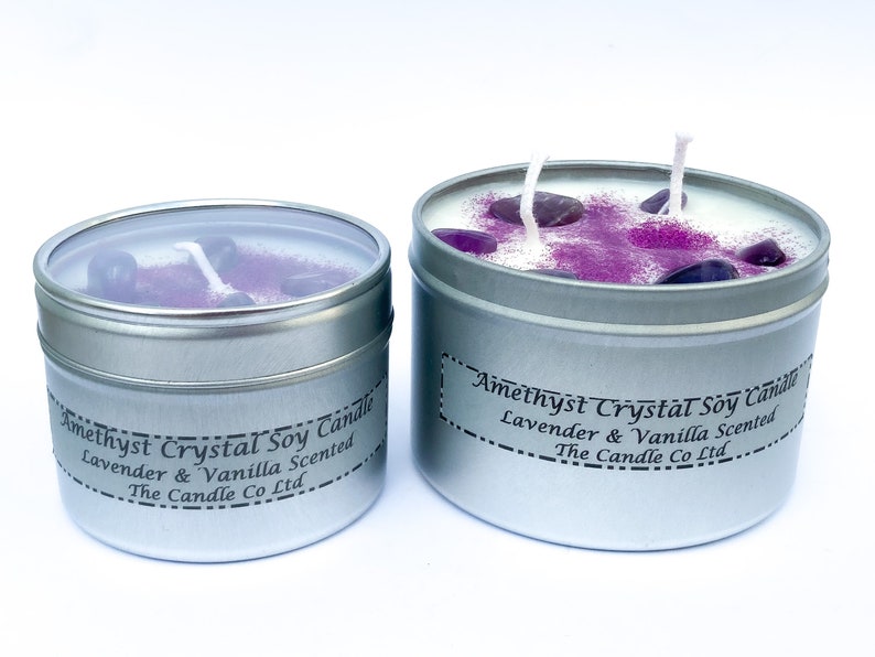 Amethyst Crystal Infused Scented Candle Meditation Etsy Uk