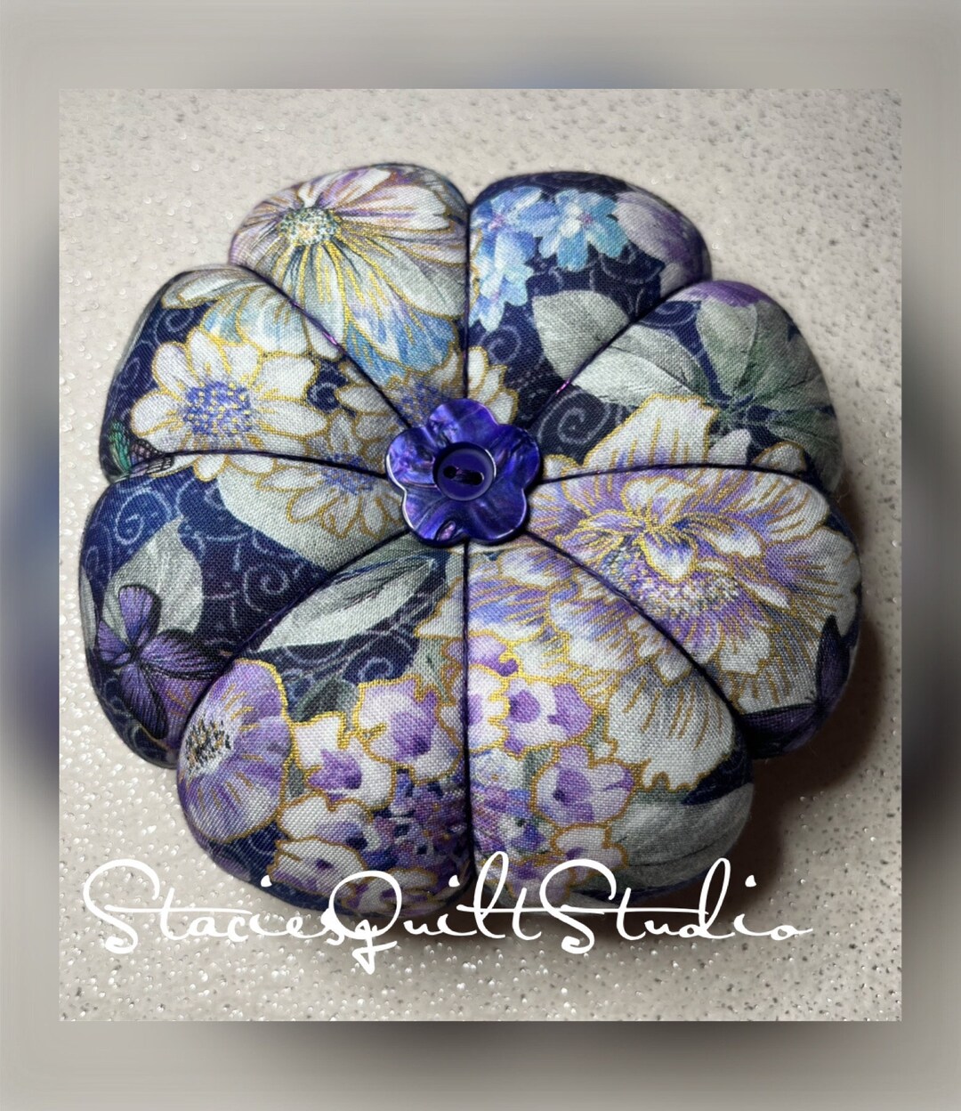 Jumbo Pincushion - Ornate Purple Floral - Butterflies - Big Pin Cushion ...