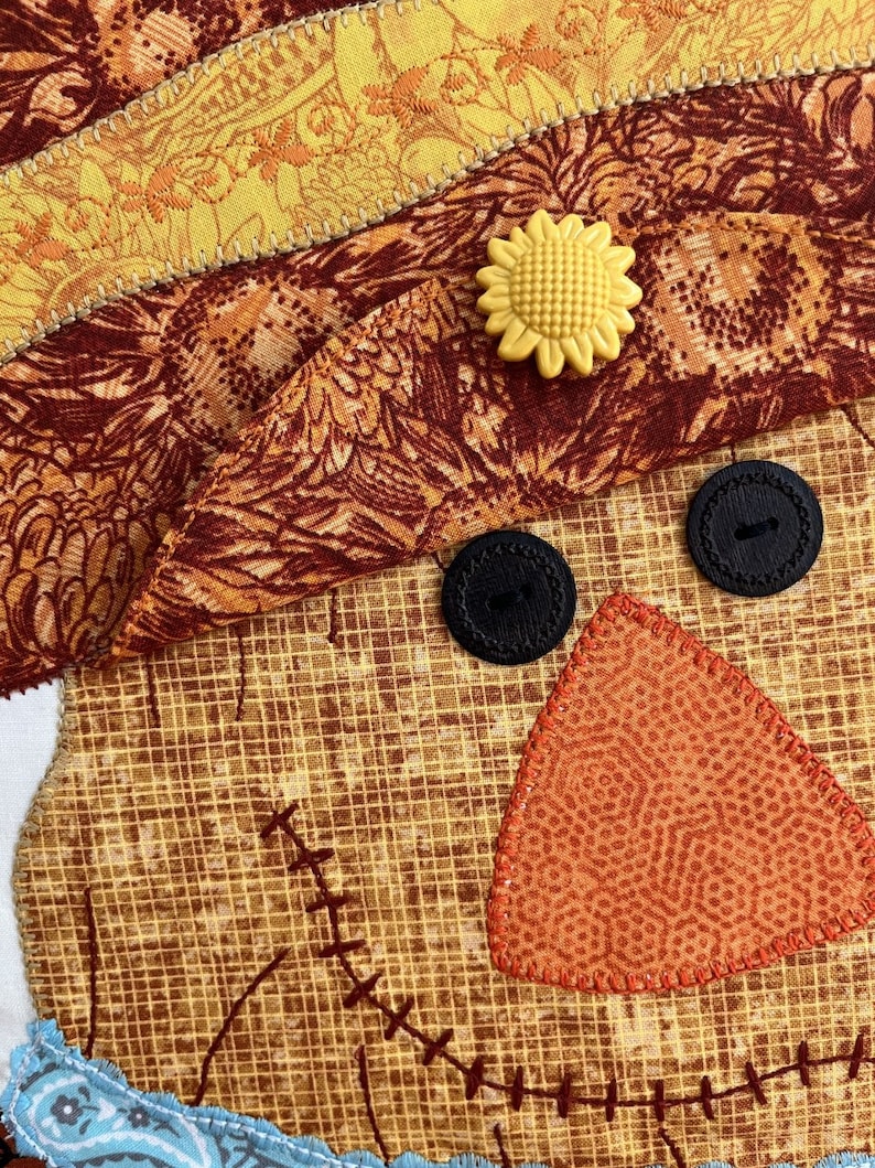 Scarecrow Mini Quilt Pattern: Scrappy Applique Wall Hanging (PDF ...
