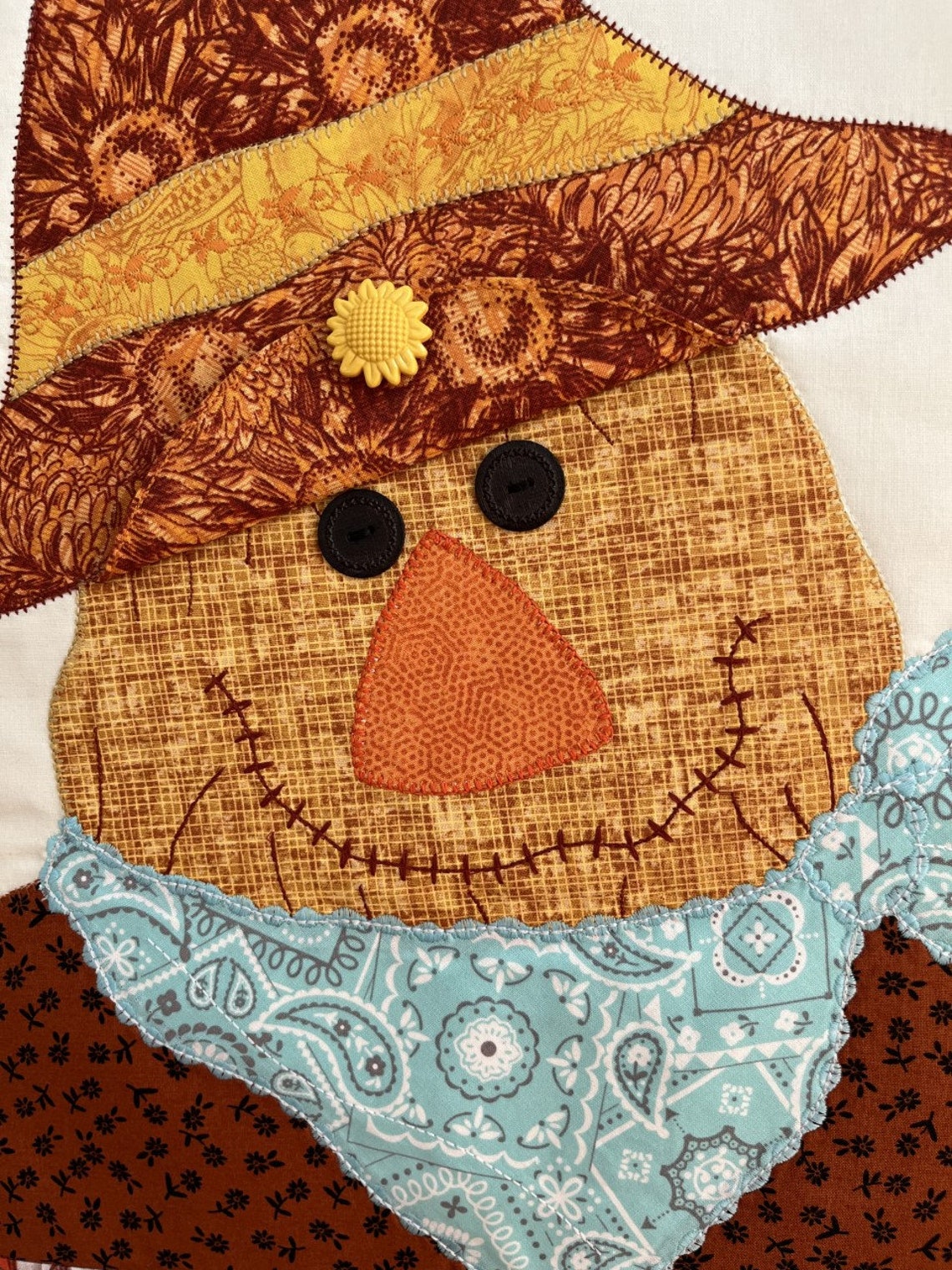 Scarecrow Mini Quilt Pattern: Scrappy Applique Wall Hanging (PDF ...
