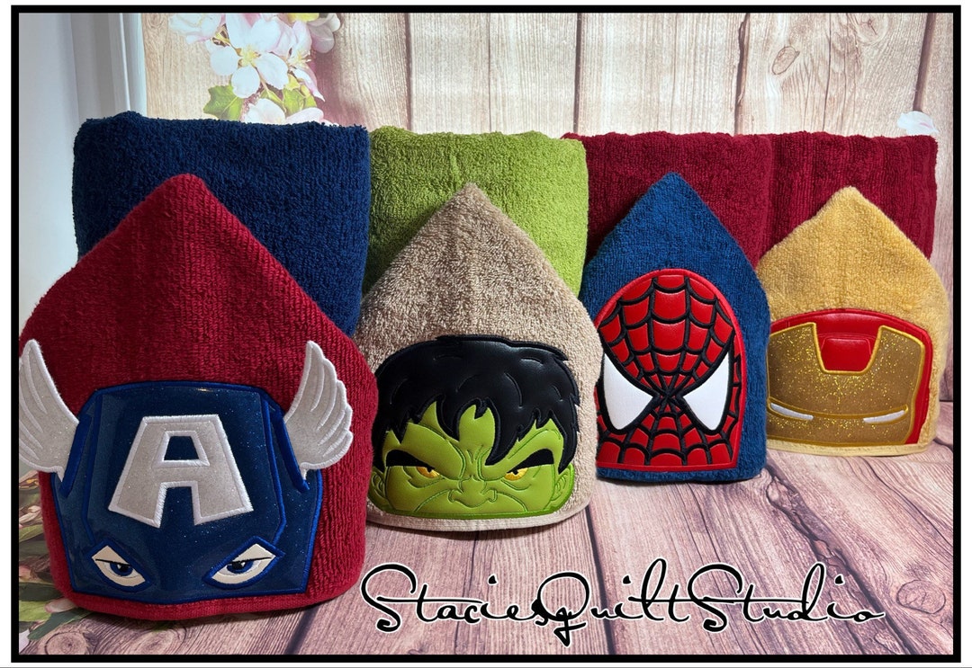 Kids Hooded Towel Super Heros Spider Hero Iron Hero Green Hero Kids ...