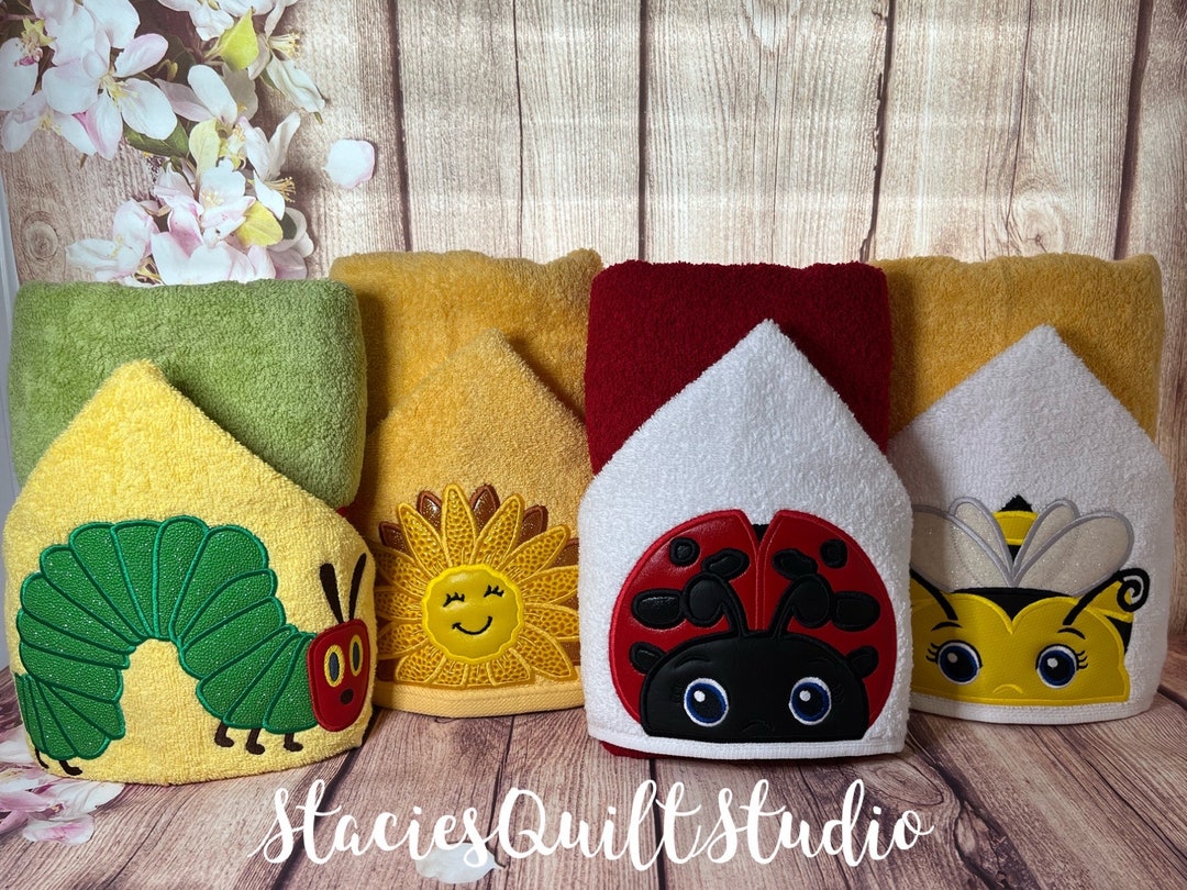 Kids Hooded Towel Ladybug Caterpillar Bumblebee Sunflower Kids Bath ...