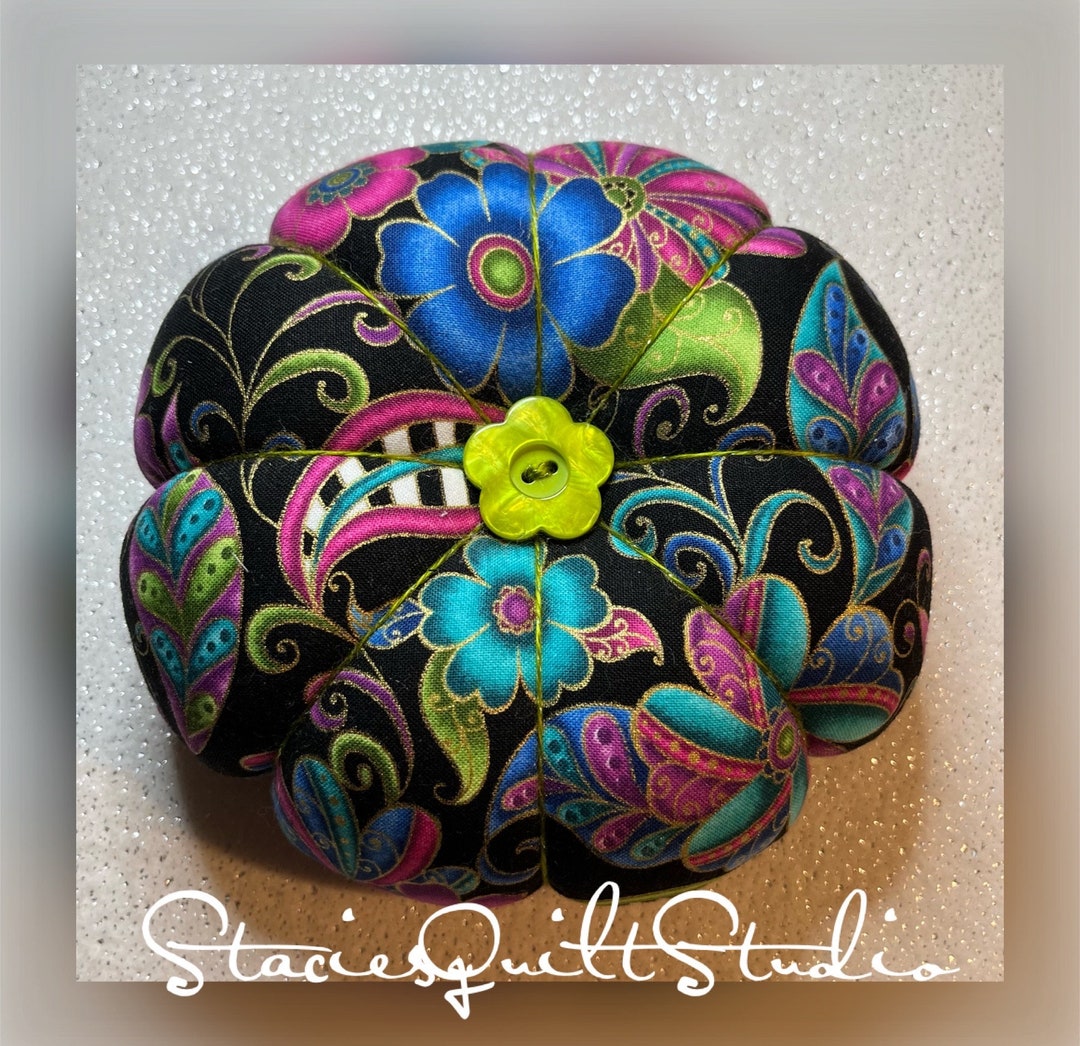 Jumbo Pin Cushion - Bright Colorful Floral Paisley - Butterflies - XL ...