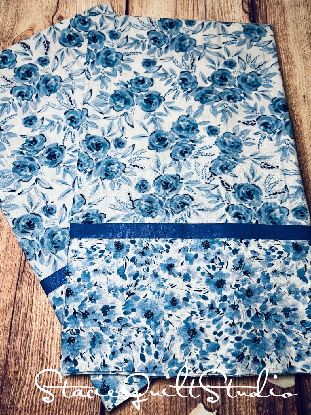 Pillowcases - Custom Handmade Pillowcases - Blue Roses - Floral ...