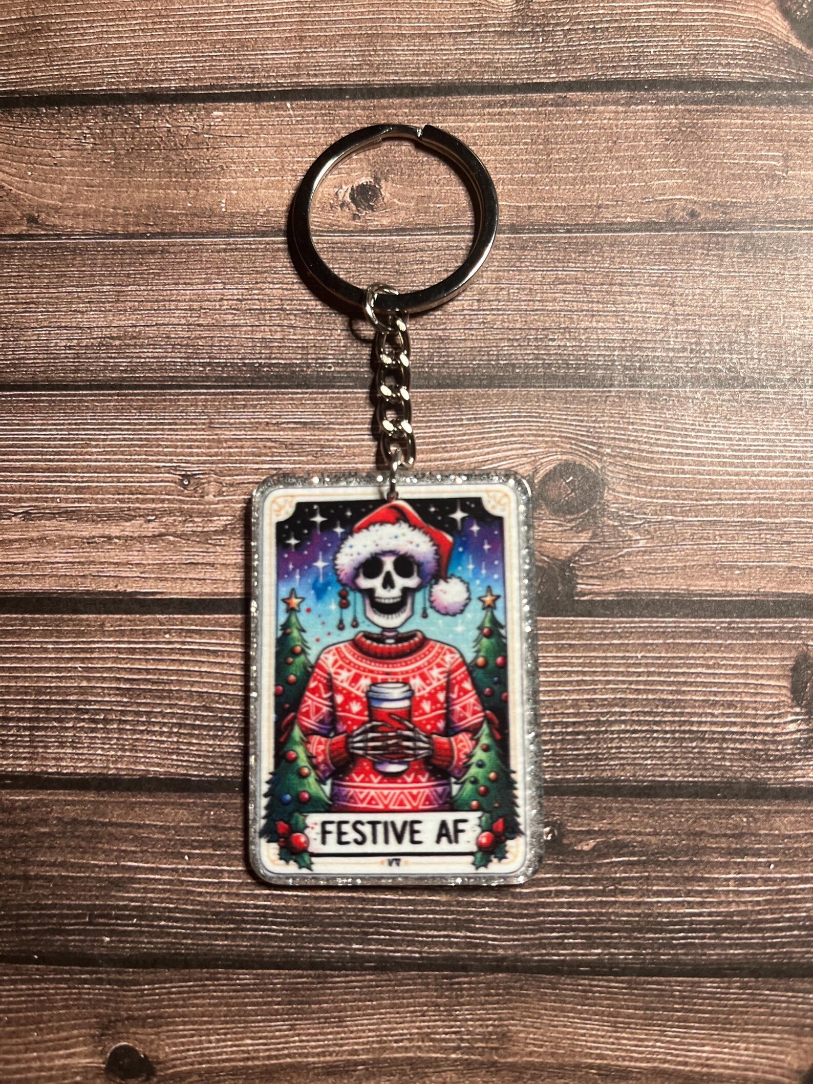 Festive AF Holiday Tarot Card Acrylic Keychain - Etsy