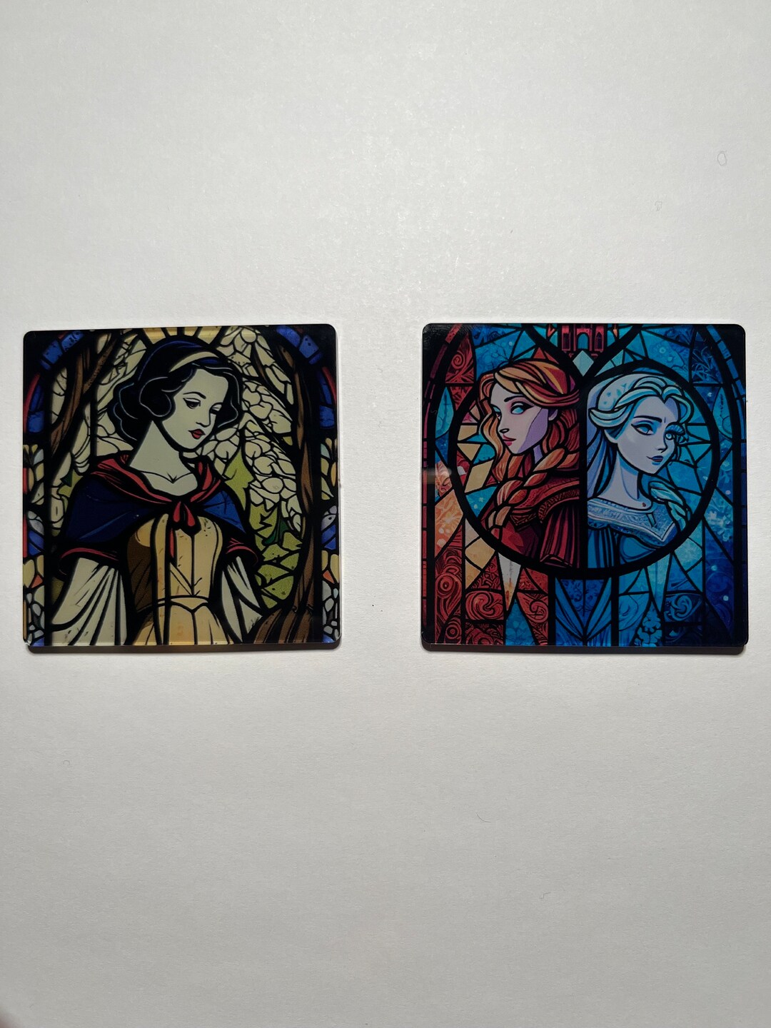 Snow White & Frozen Ice Princesses Stained Glass Look Acrylic Magnets ...