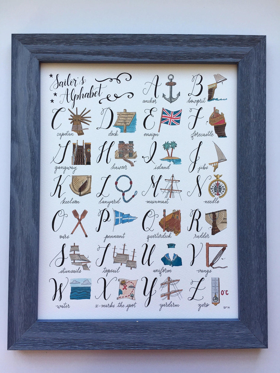 Sailors Alphabet 11x14 Print Nautical Decor Sea Lover for Sailors Love ...