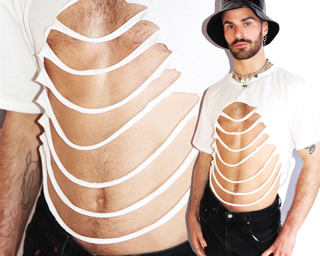 Dripping Shredded Cutout Crop Tee- White - Etsy