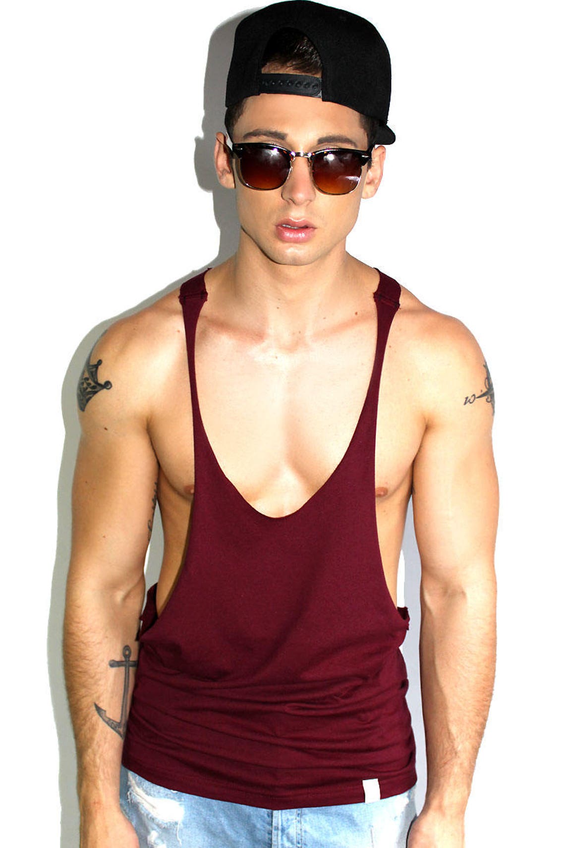Marek+richard Core String Tank-burgundy - Etsy