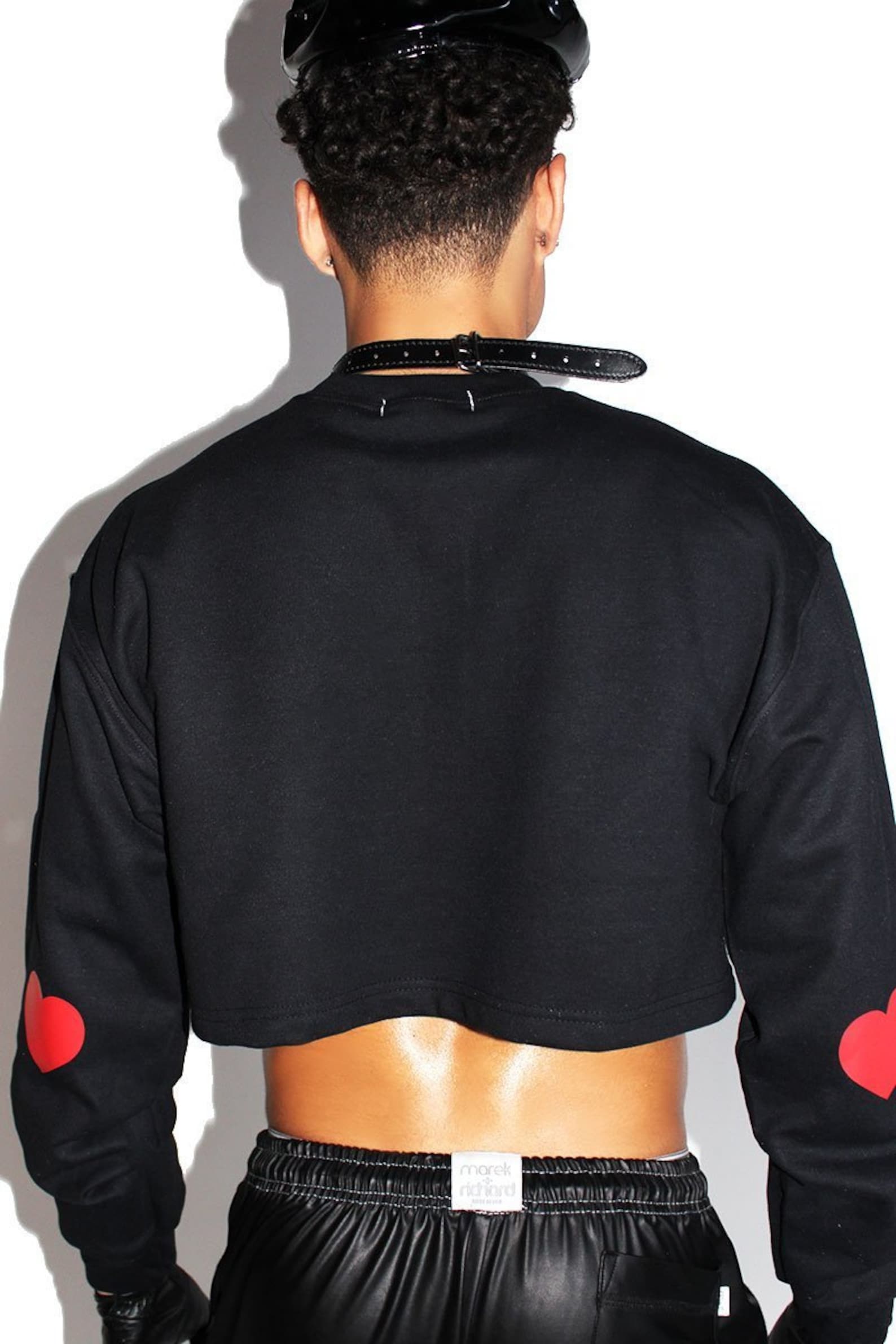 Heart Cutout Crop Long Sleeve Sweatshirt-black - Etsy