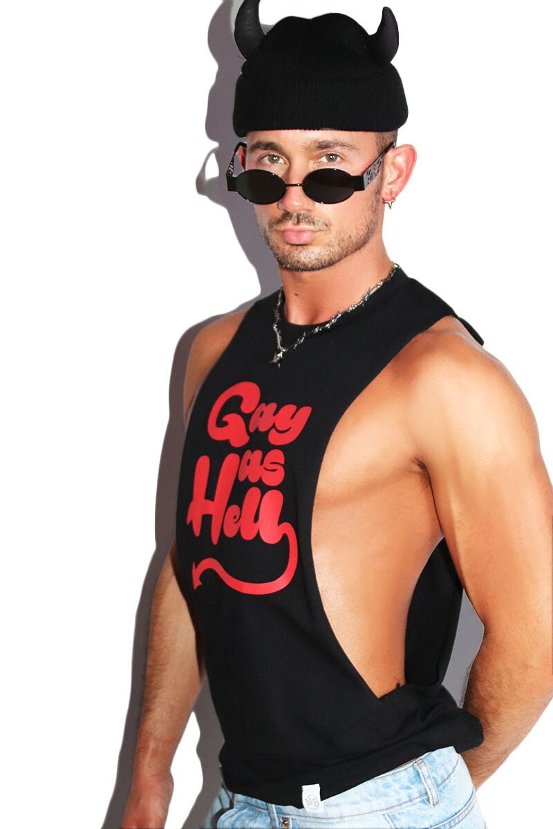 Gay as Hell Low Armhole Tank- Black - Etsy