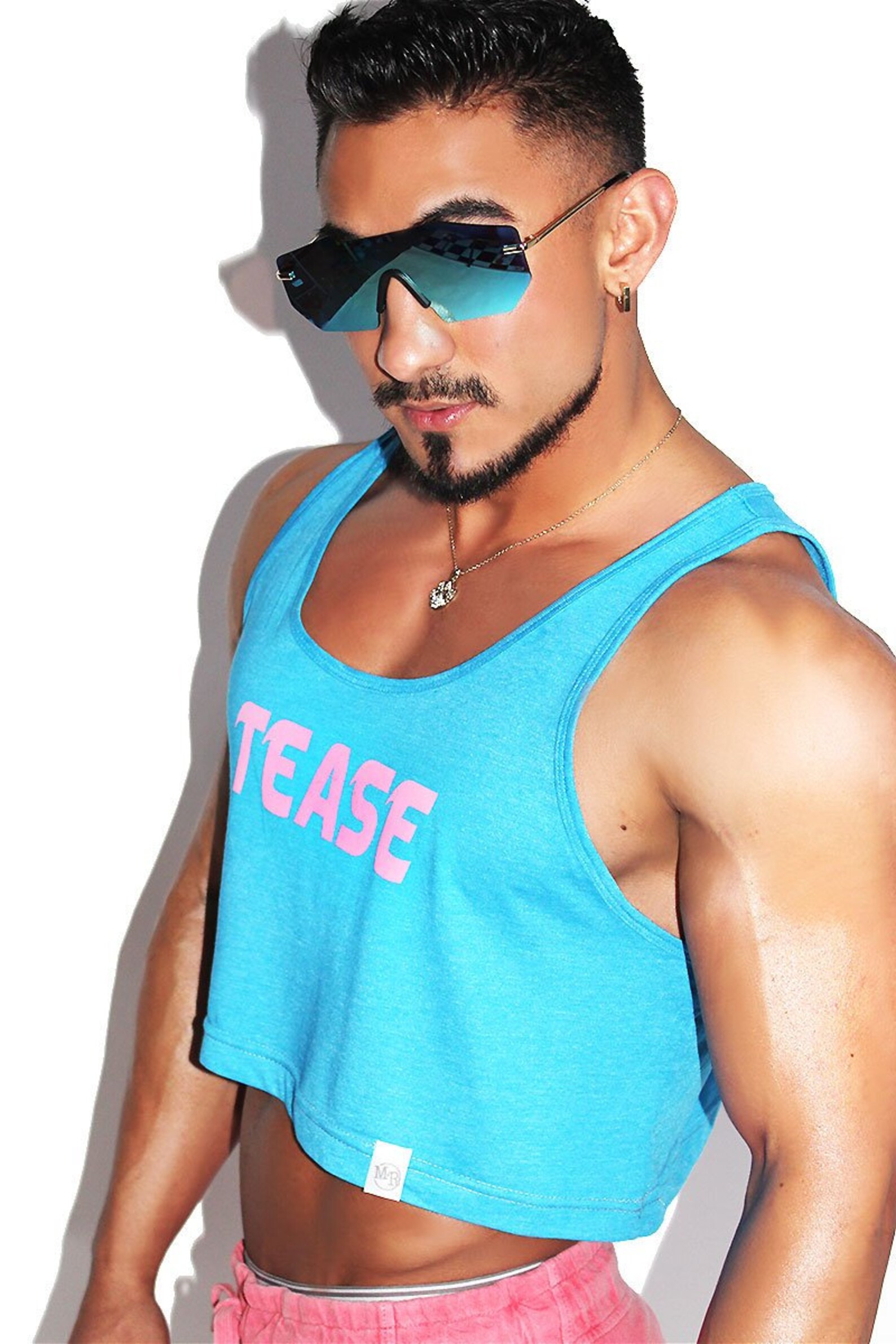 Tease Crop Racerback Tank-neon Blue - Etsy