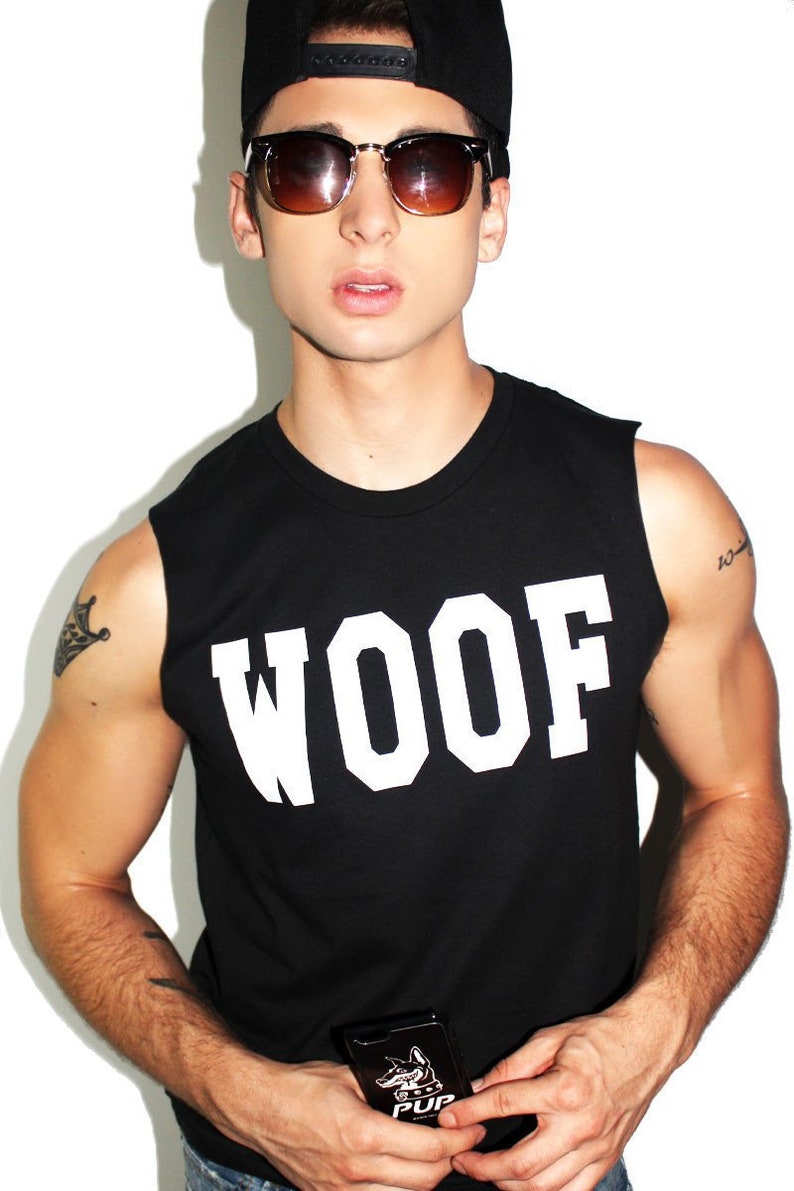 Woof Sleeveless Tee- Black - Etsy