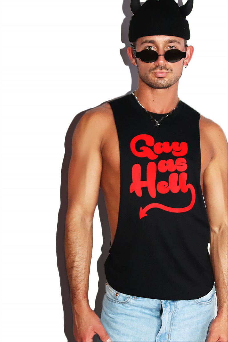 Gay as Hell Low Armhole Tank- Black - Etsy
