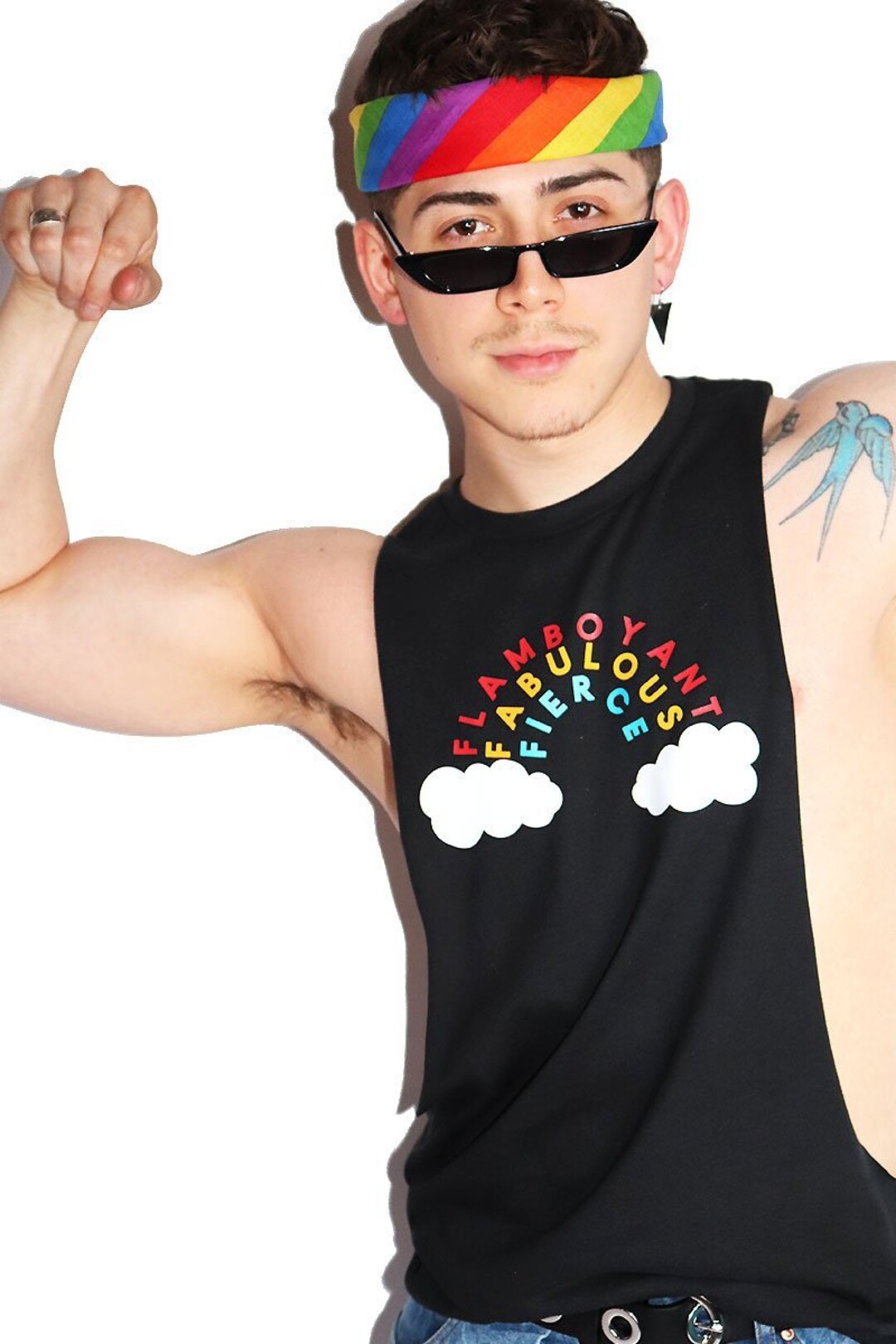 Flamboyant Rainbow Low Arm Shredder Tank Black - Etsy