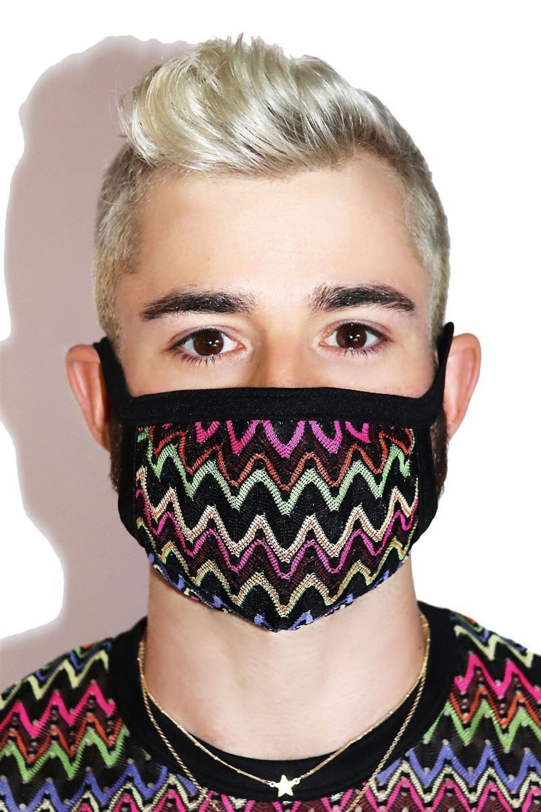 Retro Chevron Face Mask-black - Etsy