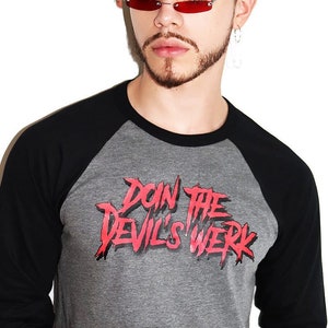 Devil's Werk Long Sleeve Raglan Crop Tee-black - Etsy