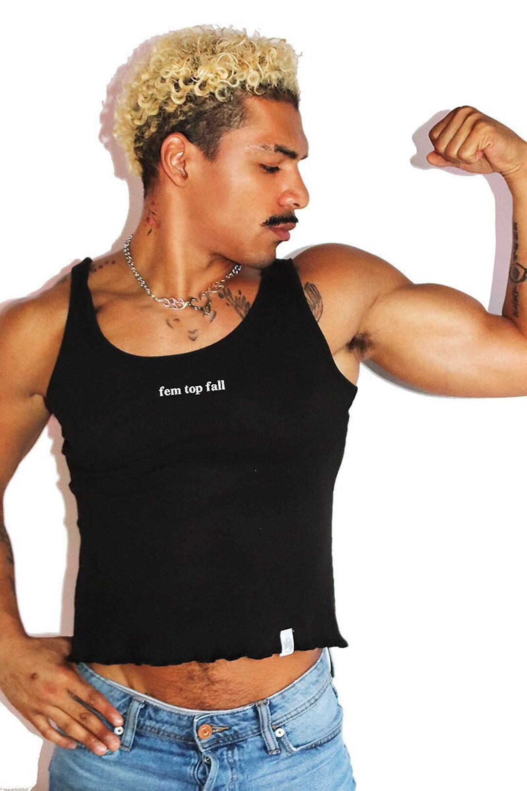 Fem Top Fall Rib Knit Baby Crop Racerback Tank-black - Etsy