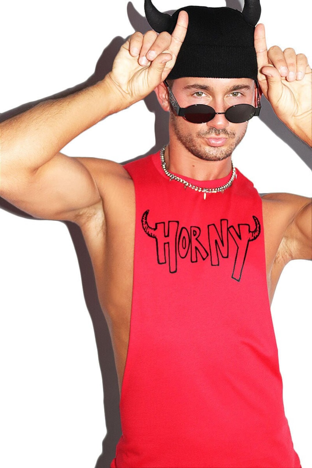 Horny Low Armhole Tank- Red - Etsy