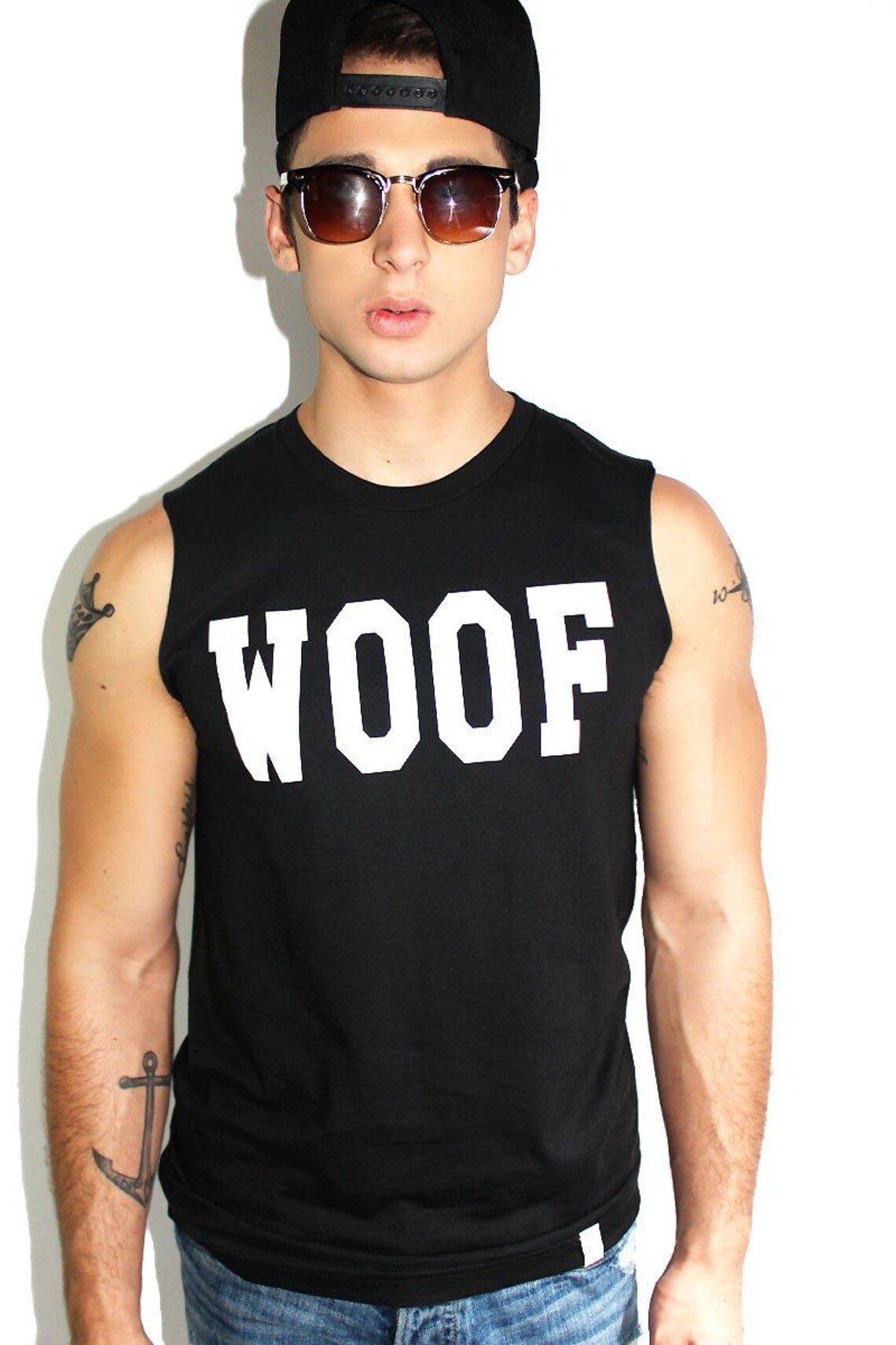 Woof Sleeveless Tee- Black - Etsy