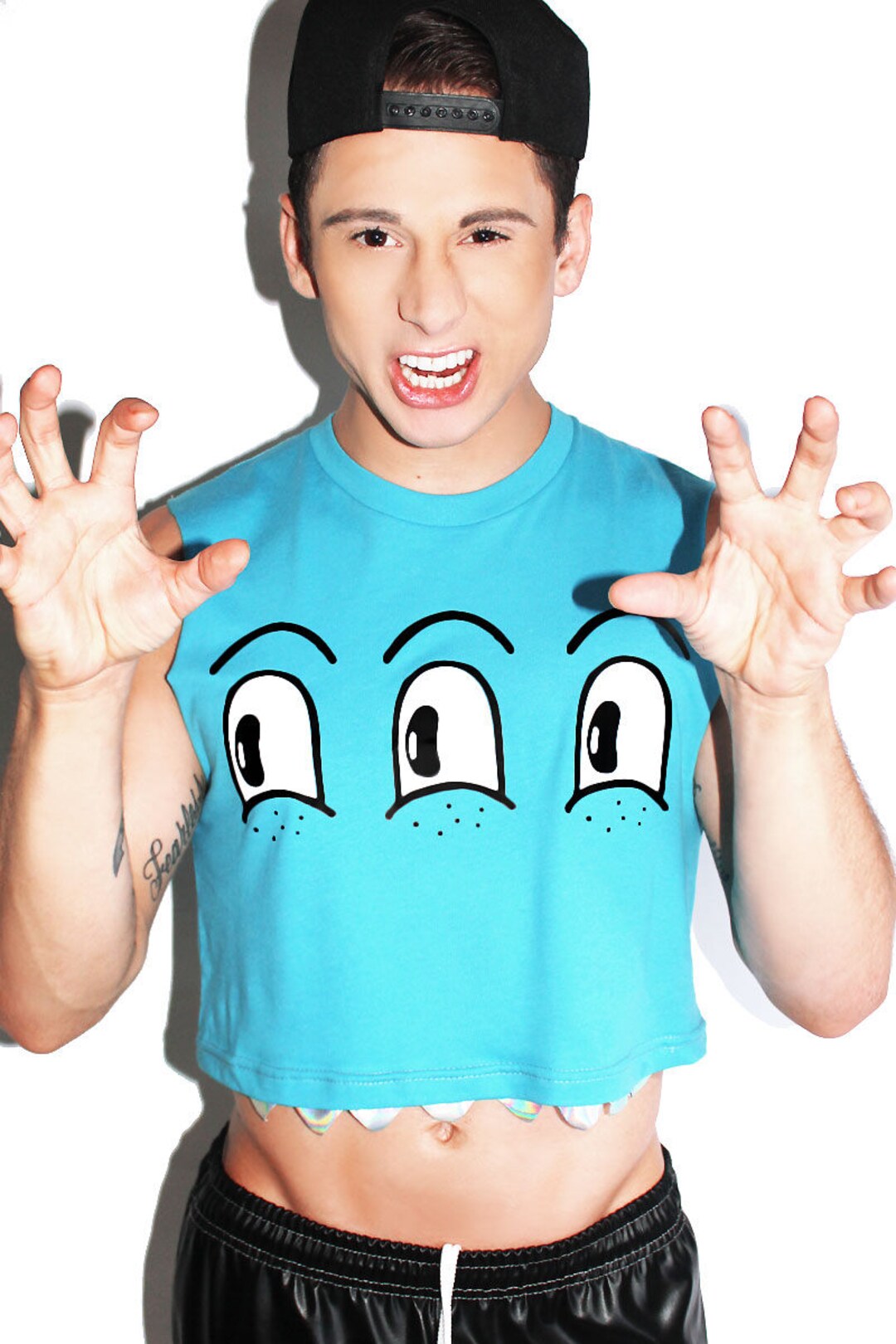 Marek+richard Triple Eyes Monster Crop Tank-turq - Etsy