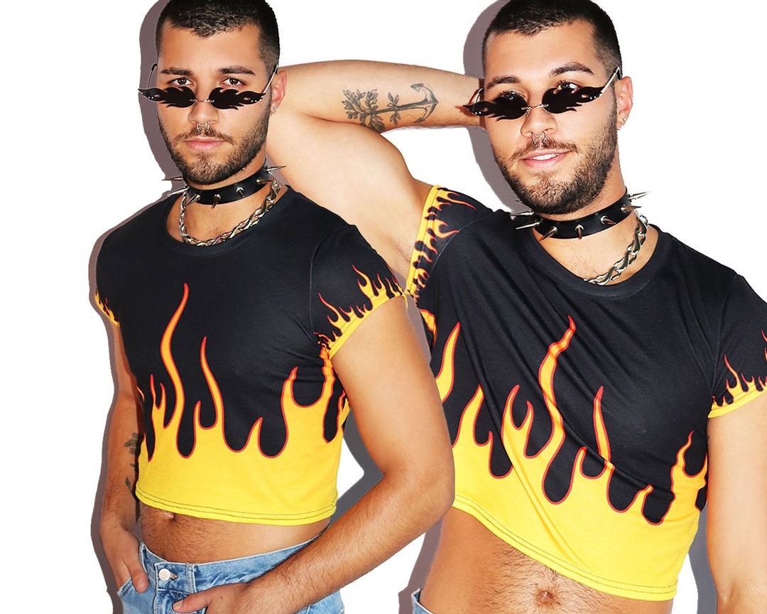 Flamer All Over Print Fitted Crop Tee- Black - Etsy