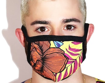 100% Cotton Allah Symbol Arabic Caligraphy Face Mask/black and - Etsy