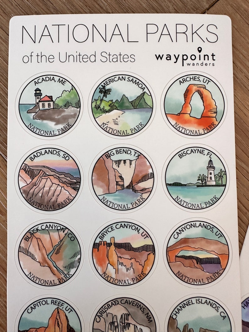 National Park Sticker Sheet – 63 US Parks Vinyl Decals - Etsy