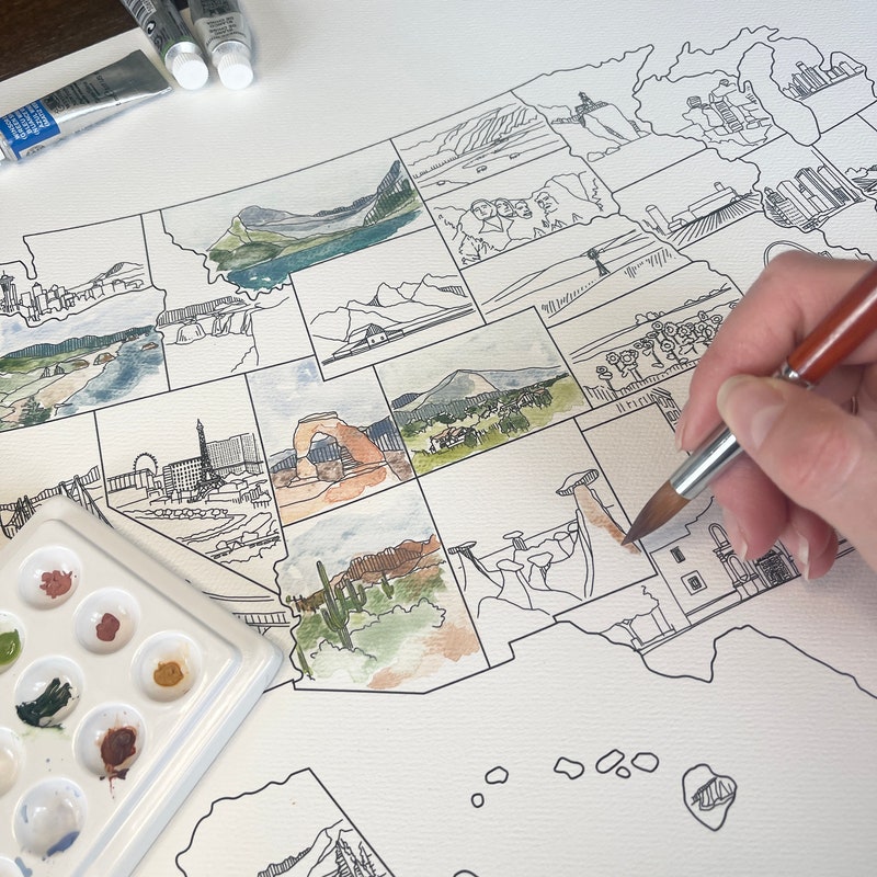 Painted Usa Map for Kids - Etsy