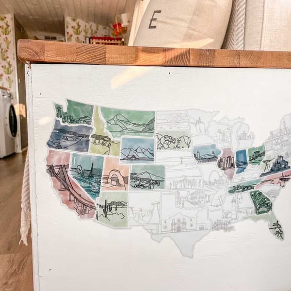 Rv States Map Sticker - Etsy