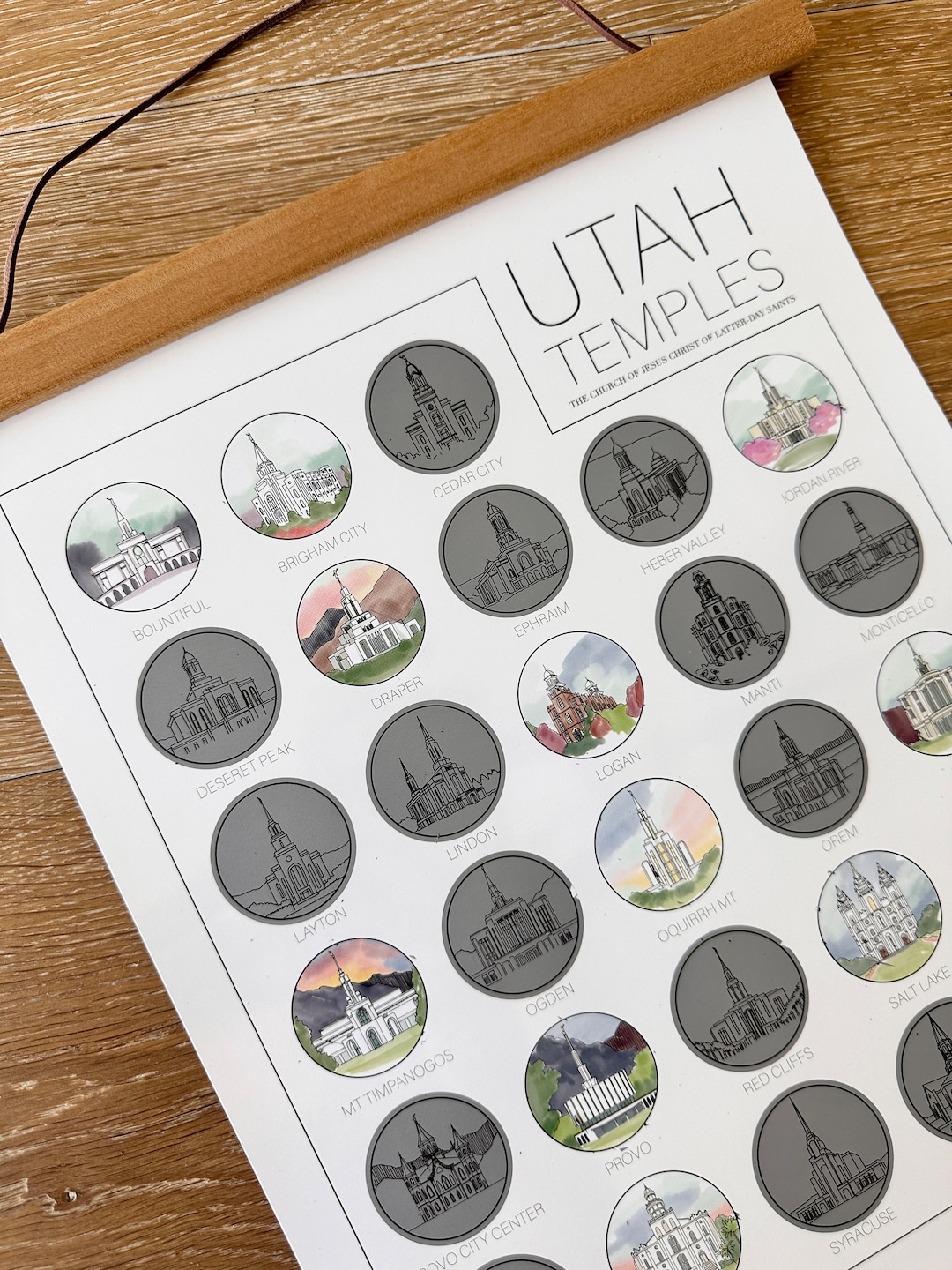 Utah LDS Temple Scratch off Print | Watercolor Bucket List - Etsy
