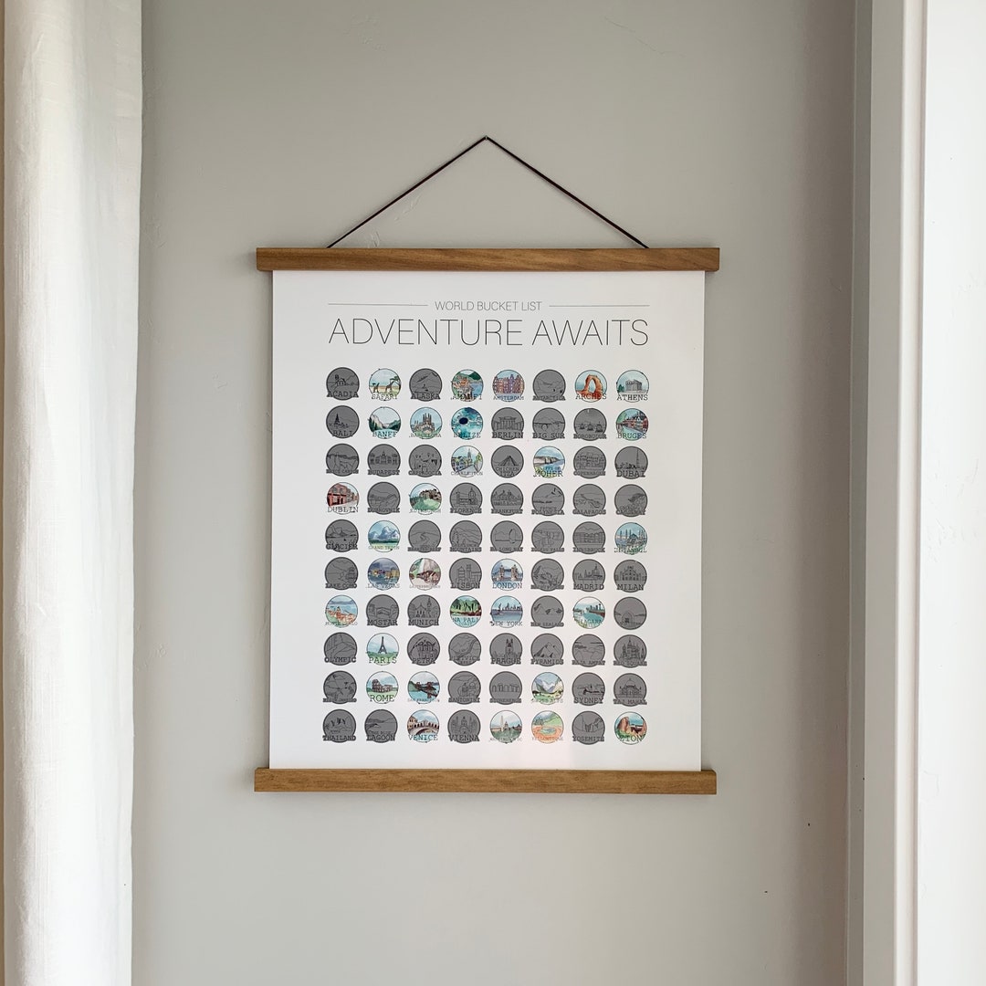 Magnetic Teak Wood Frame- MAP NOT INCLUDED - Hanging Frame | Magnetic ...