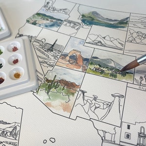 DIY Watercolor US Travel Map Kit | Paint Your Adventures | Date Night ...