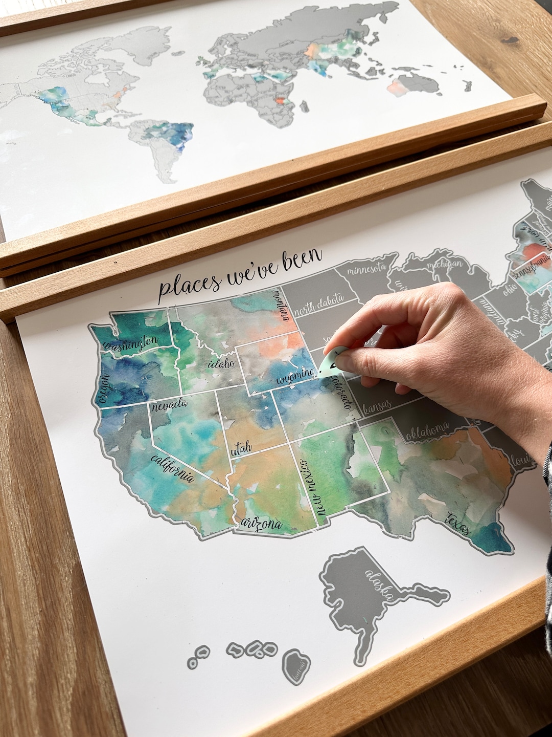 US Scratch off Map | Watercolor Travel Tracker | Family Adventure Decor ...