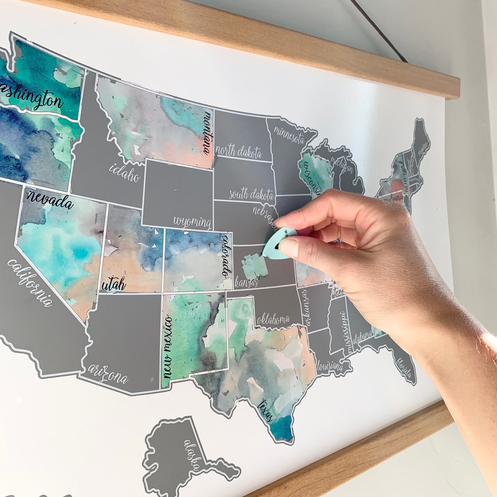 Framed Modern Scratch off Map US Map Poster Travel Map | Etsy