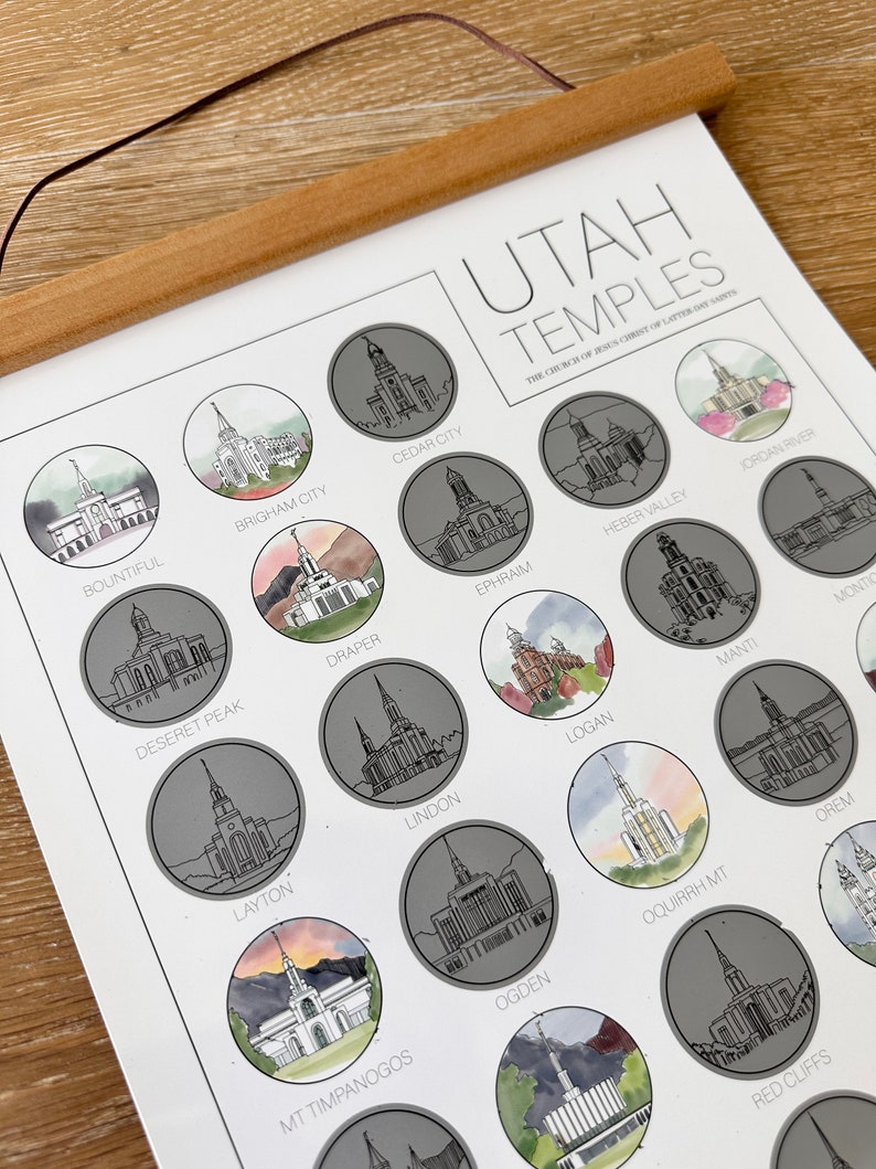 Utah LDS Temple Scratch off Print | Watercolor Bucket List - Etsy