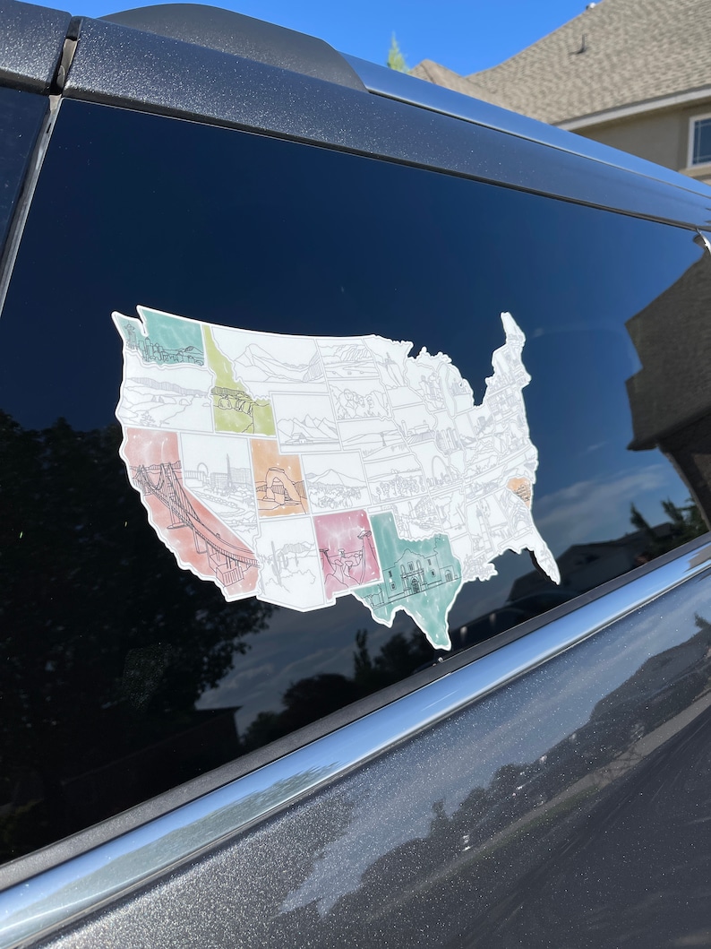RV Travel Map Sticker | Illustrated US Destinations Vinyl Decal - Etsy