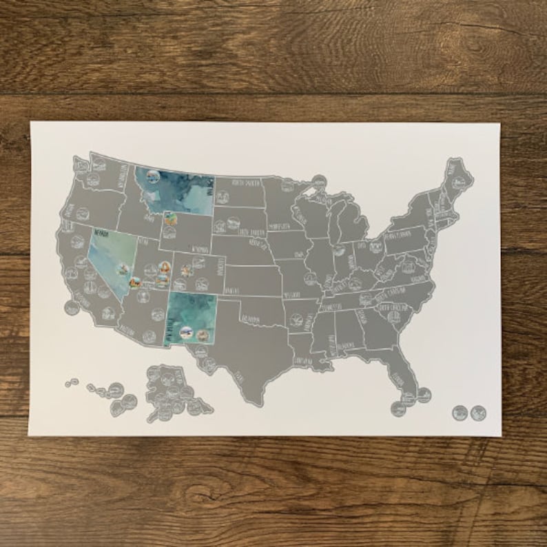 National Park Scratch off Map USA Travel Map Adventure | Etsy