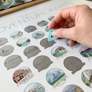 World Travel Scratch off Bucket List Poster – Watercolor Adventure Map ...