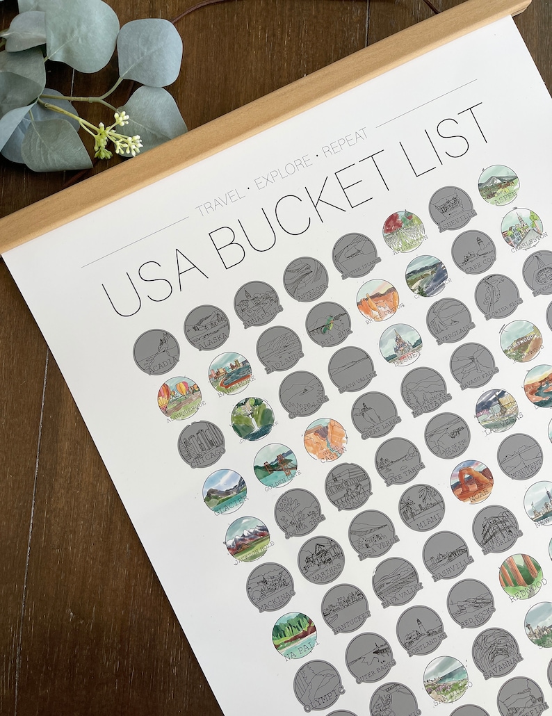 USA Bucket List Scratch off Poster | Travel Gift | Gift Ideas for Mom ...
