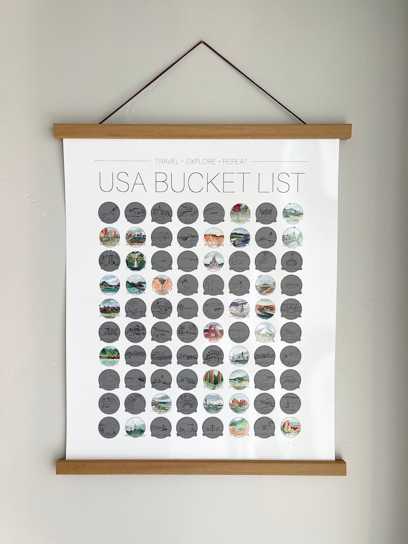 USA Bucket List Scratch off Poster | Travel Adventure Print | Father's ...