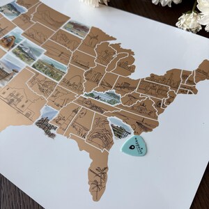 US State Scratch off Map | Illustrated Landmarks Travel Poster | Gifts ...