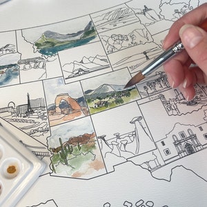DIY Watercolor US Travel Map Kit | Paint Your Adventures | Date Night ...