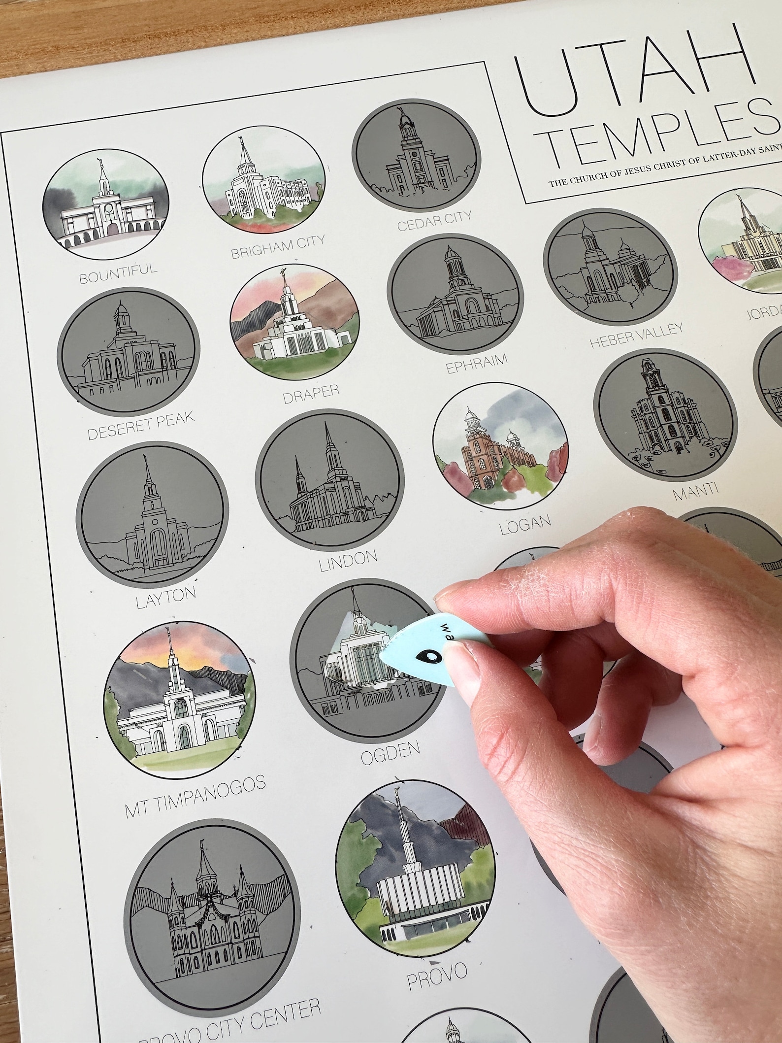 Utah LDS Temple Scratch off Print | Watercolor Bucket List | Gifts for ...