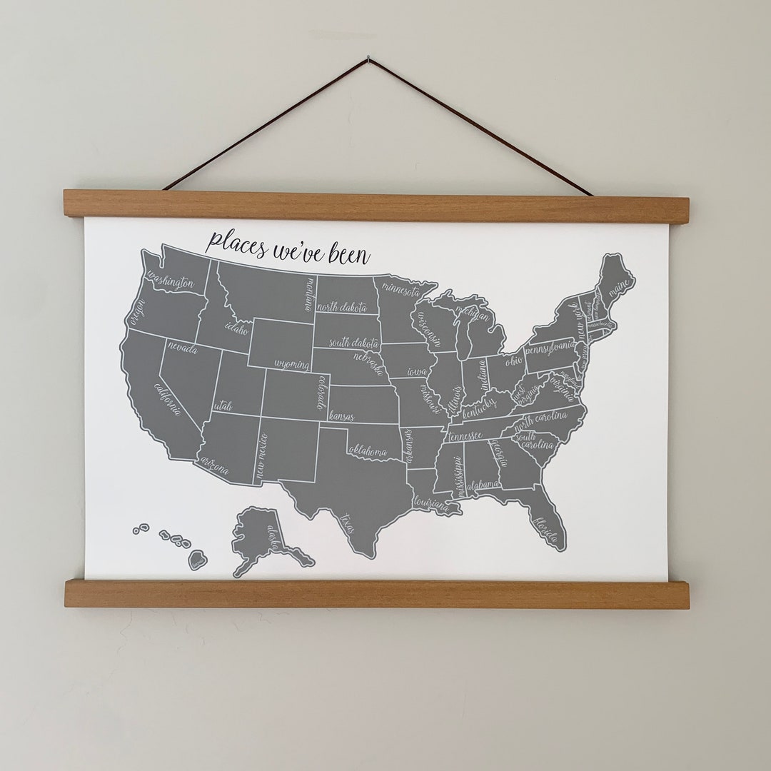 Framed Scratch off US Travel Map | Modern Wedding Gift (12x18) - Etsy