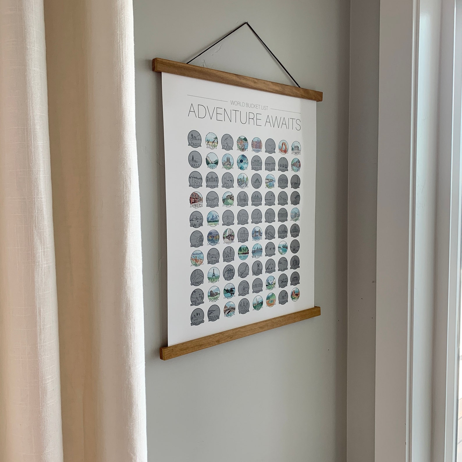 World Travel Scratch off Bucket List Poster – Watercolor Adventure Map ...