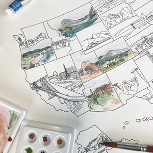 DIY Watercolor US Travel Map Kit | Paint Your Adventures | Date Night ...